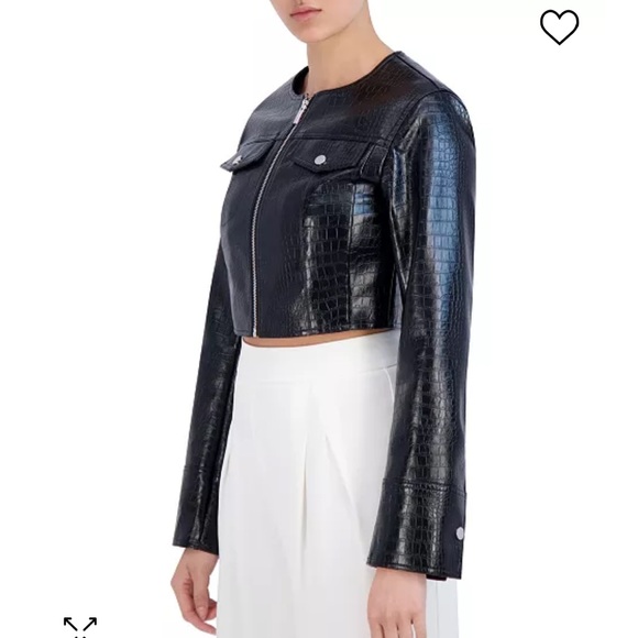 BCBG | Jackets & Coats | 28 Nwt Bcbg Faux Leather Croc Cropped Leather ...